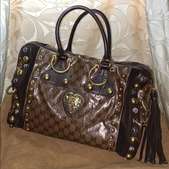 Gucci | Bags | Gucci Babouska Fringe Studded Xl Boston Satchel | Poshmark